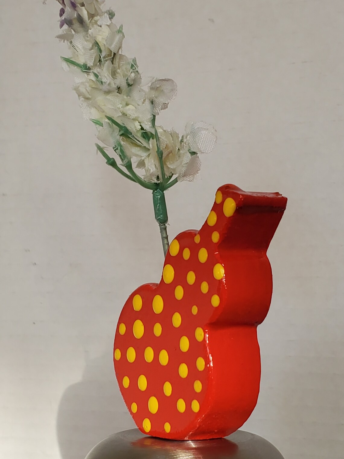 Guitar Flower Mini Vase/incense Guitar Vase Wood/red Dotted Guitar Vase ...