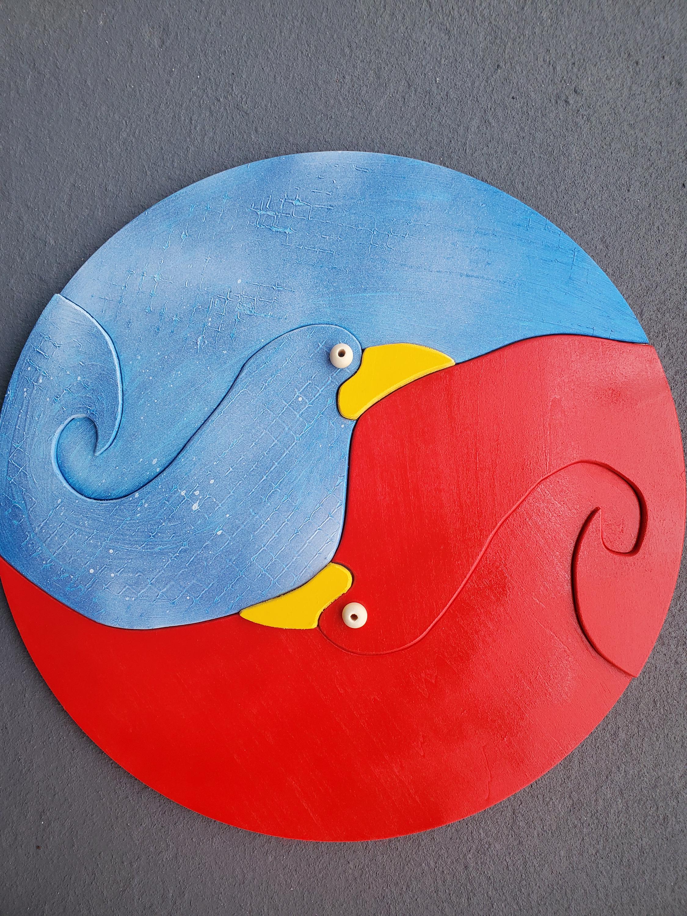 Birds Ying Yang Blue and Yellow Birds-wall Decoration - Etsy