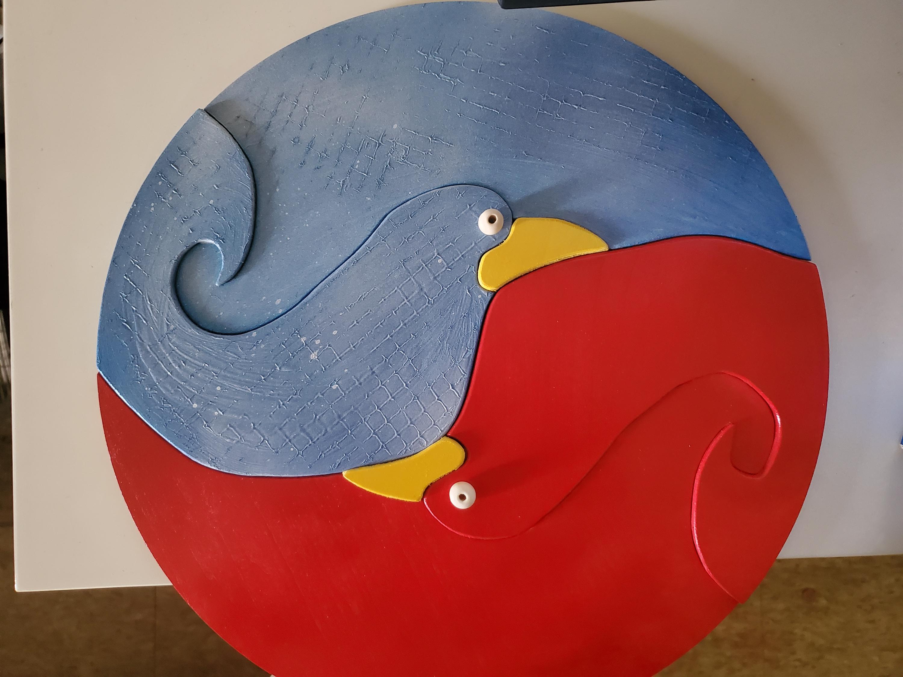 Birds Ying Yang Blue and Yellow Birds-wall Decoration - Etsy