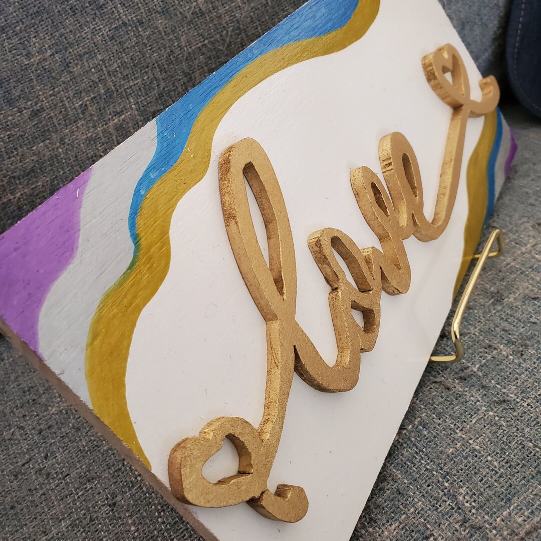 Love Gold Scroll Saw Hand Cut Letters for Office Table and Home ...