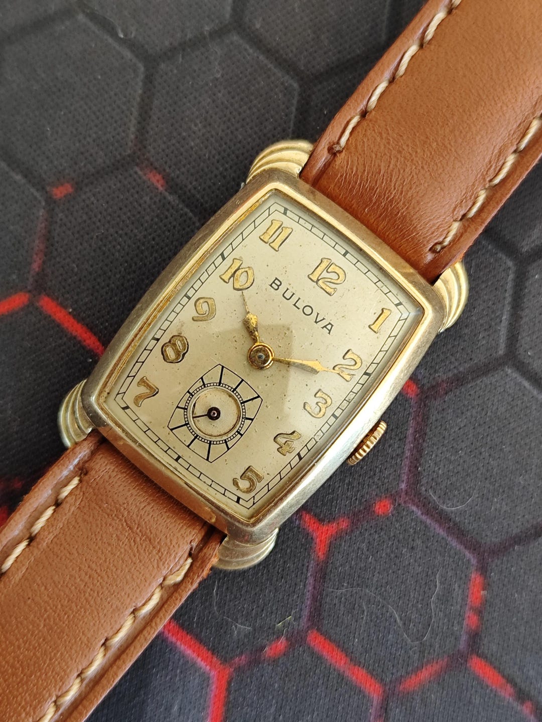 Vintage 1940s Bulova Art Deco Tank Watch - 10K Rolled Gold, Original ...