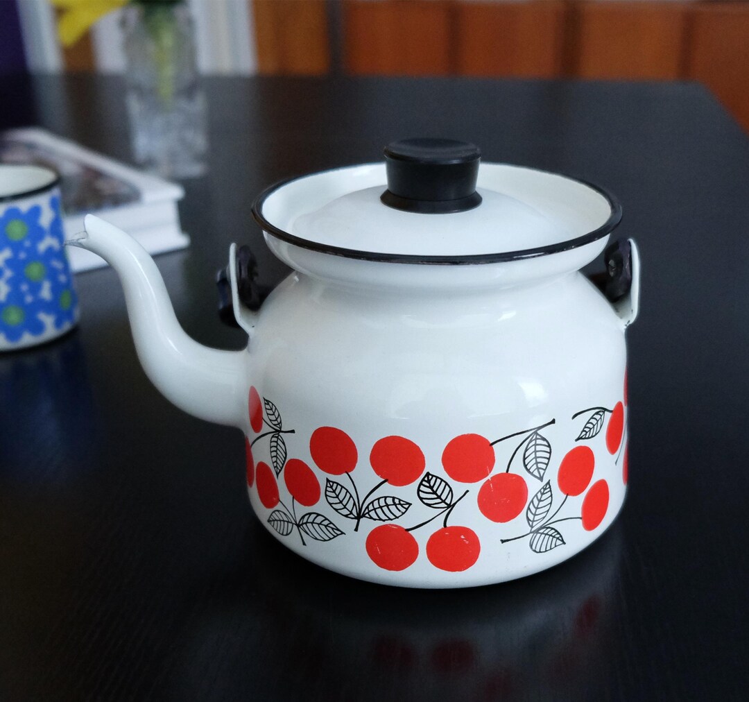 Arabia Finland Finel Kirsikka / Cherry Vintage Enamel Kettle, Coffee ...