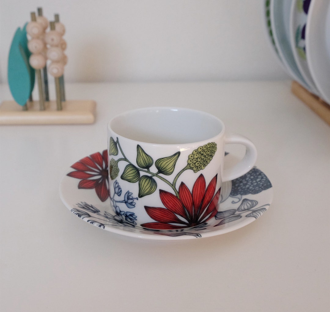 Arabia Finland Arabia Runo Poem Summer Ray Vintage Coffee Cup/ Teacup and Saucer 280ML Heini ...