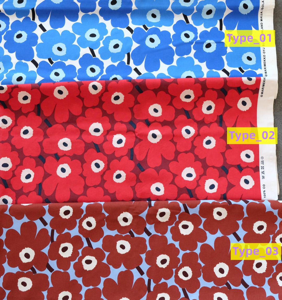 Marimekko Mini Unikko Poppy Cotton Fabric, Maija Isola 140x 46 Cm Half ...