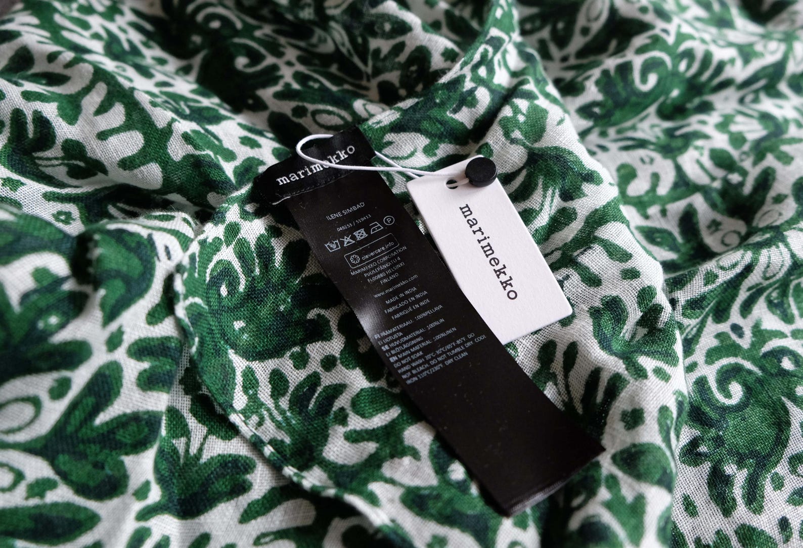 Marimekko Green “ilene Simbad” Scarf, Linen Long Scarf, Wrap, Shawl ...
