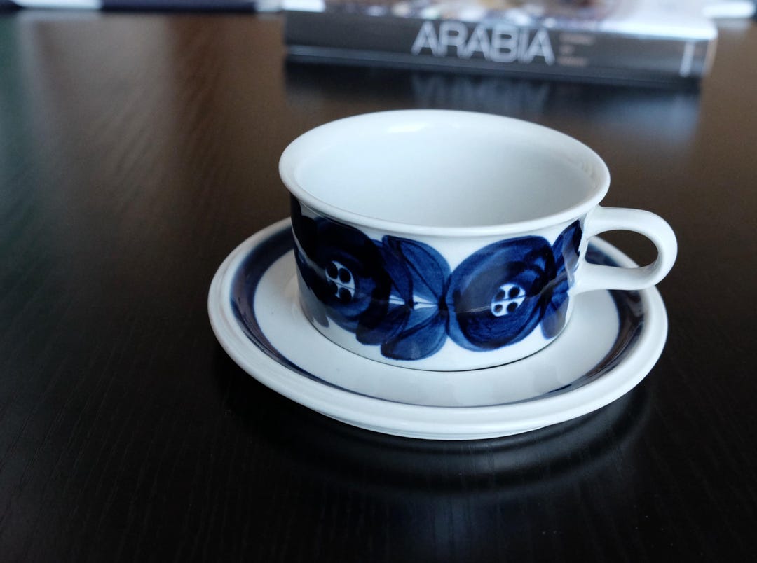 Arabia Anemone Vintage Tea Cup and Saucer 250 ML Hand Painted Coffee ...