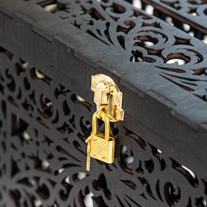Gold Wedding Card Box With Lock, Wedding Card Holder, Wedding Post Box ...