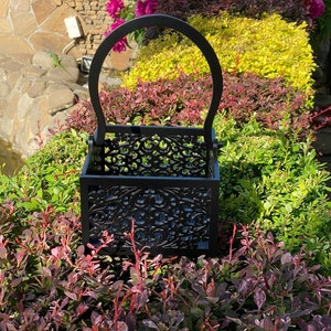 Black Gothic Flower Girl Basket, Wedding Gothic Fancy Party, Black ...