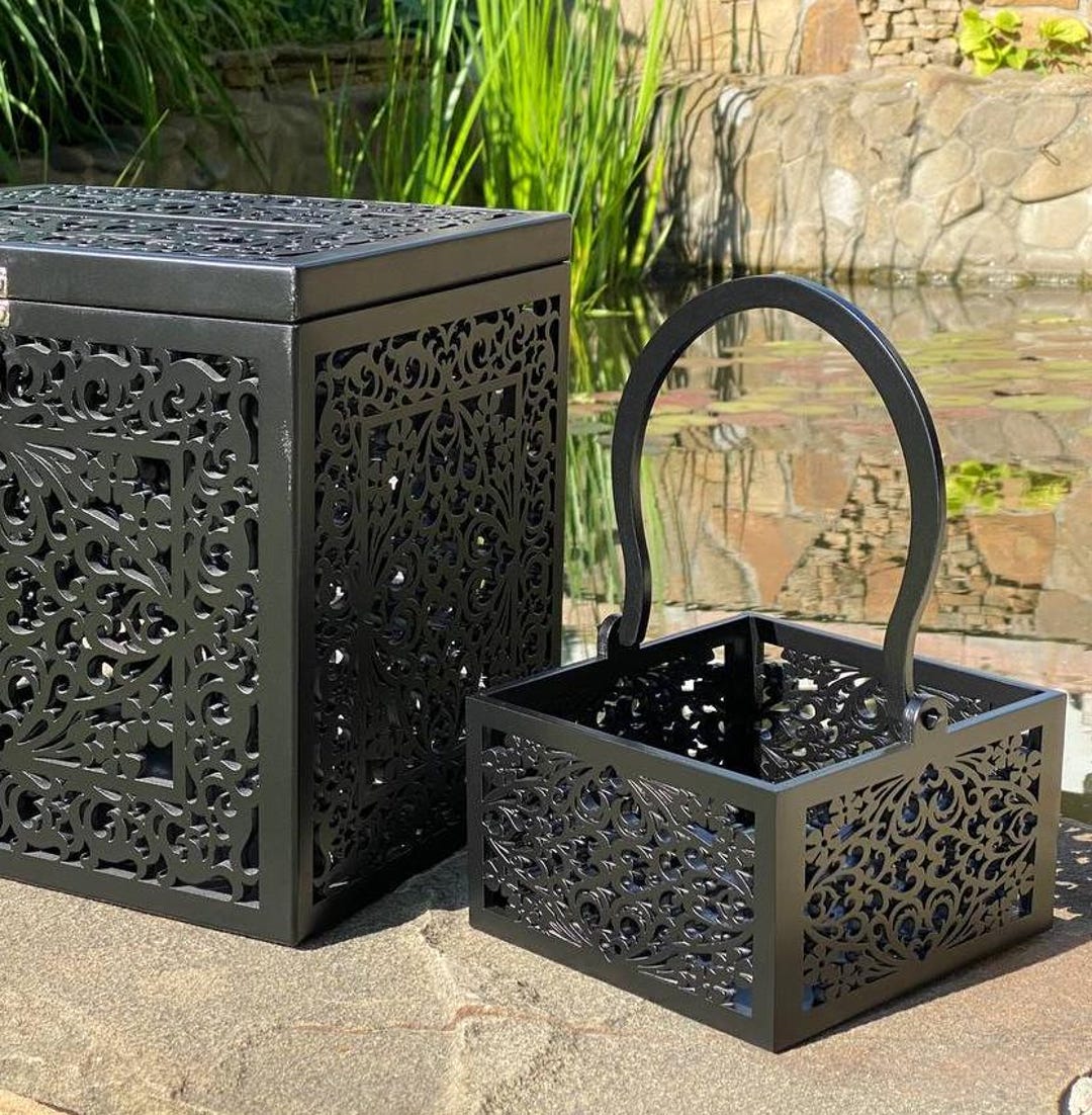 Black Gothic Flower Girl Basket, Wedding Gothic Fancy Party, Black ...