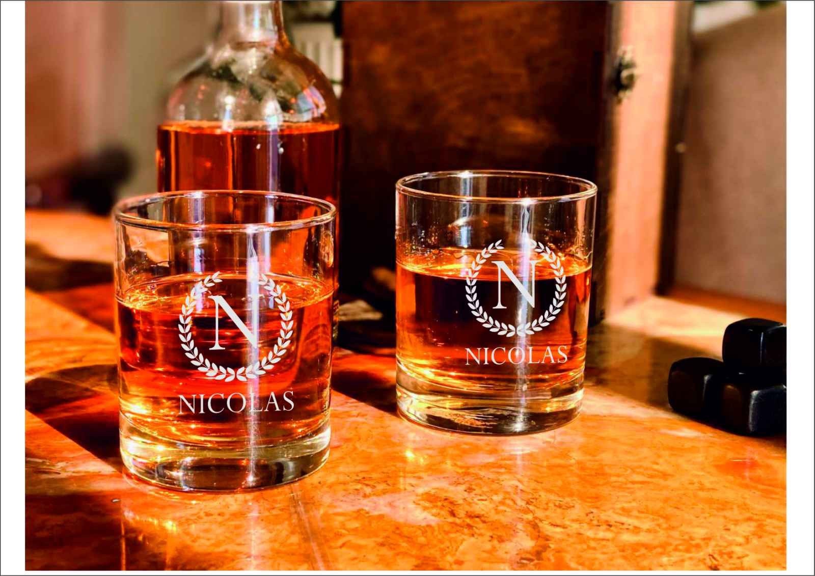 Custom T Box Set Of 4 Whiskey Glasses Wooden Box Dad Etsy