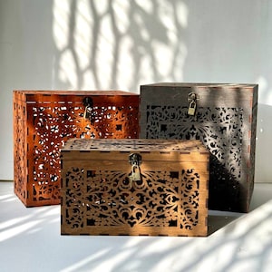 Gold Wedding Card Box With Lock, Wedding Card Holder, Wedding Post Box ...