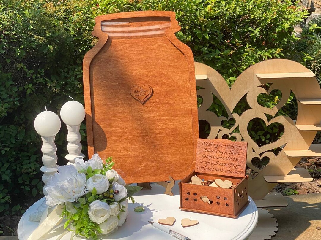 Mason Jar Wedding Guest Book, Personalized Alternative Guest Book With ...
