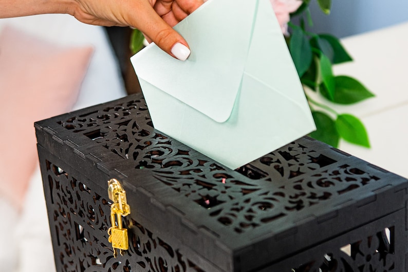 Gold Wedding Card Box With Lock: Elegant Reception Decor - Etsy