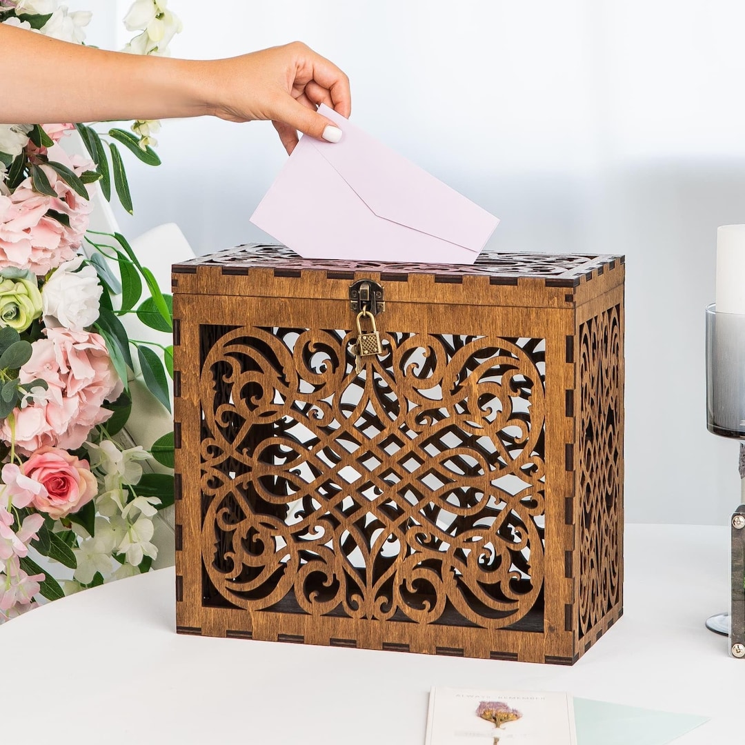 Personalized Wedding Card Box: Rustic Wooden Envelope Design - Etsy