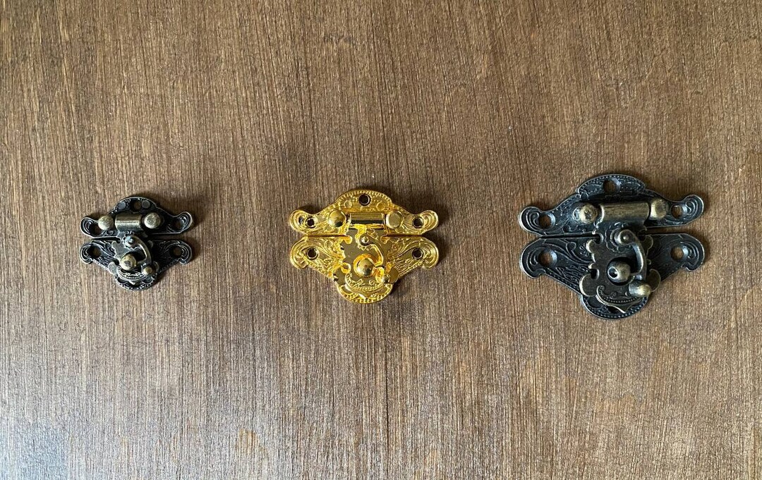 Latch Lock for Boxes, Black, Gold, Dark Silver Jewelry Box Lock, Diary ...