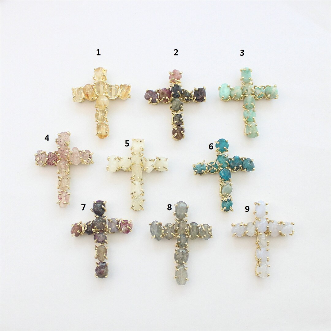 2-10pcs Jewellery Stone Cross Pendantplating Natural Stone - Etsy