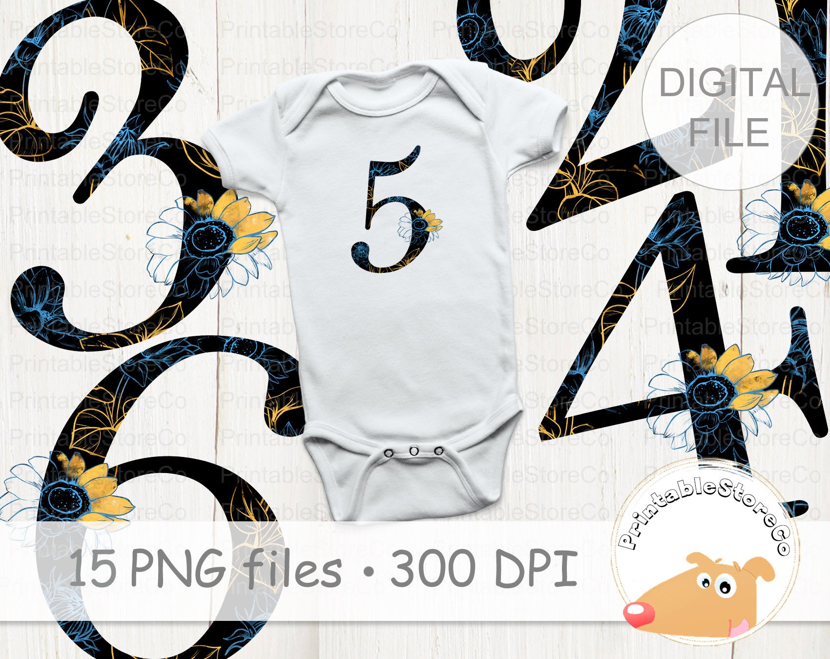 Sunflower Number Clipart Set, Cute Happy Birthday Digital PNG Numbers 0 ...