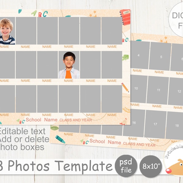 Custom Class Photo Collage Template for School Kindergarten Classroom ...