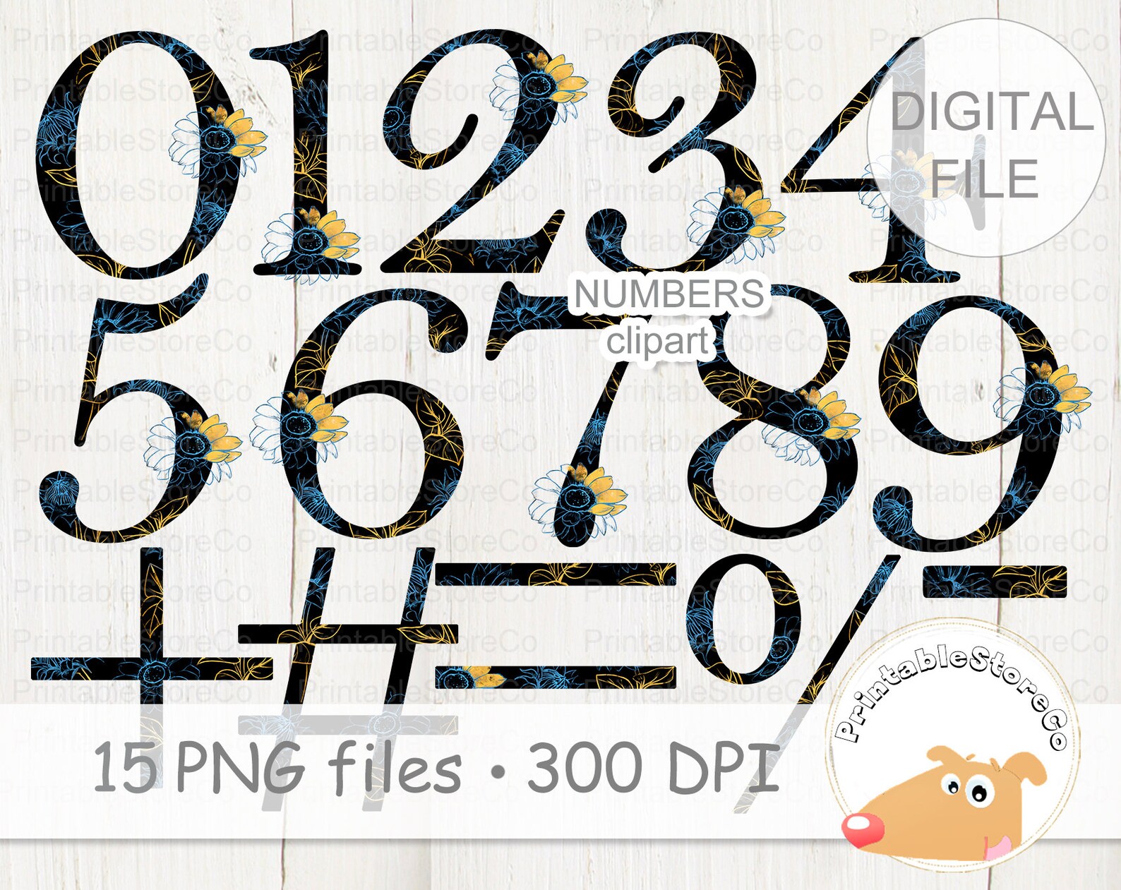 Sunflower Number Clipart Set, Cute Happy Birthday Digital PNG Numbers 0 ...