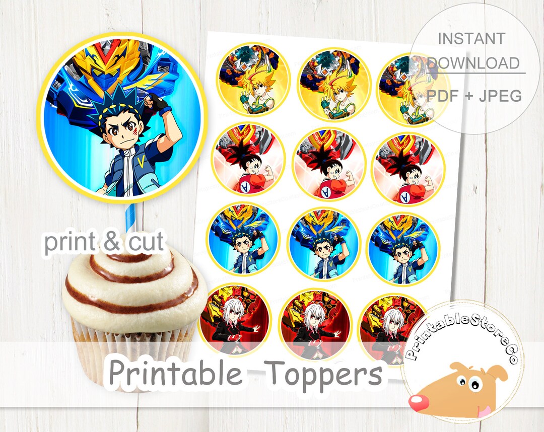Beyblade Cupcake Toppers, Party Printables (digital Download) - Etsy