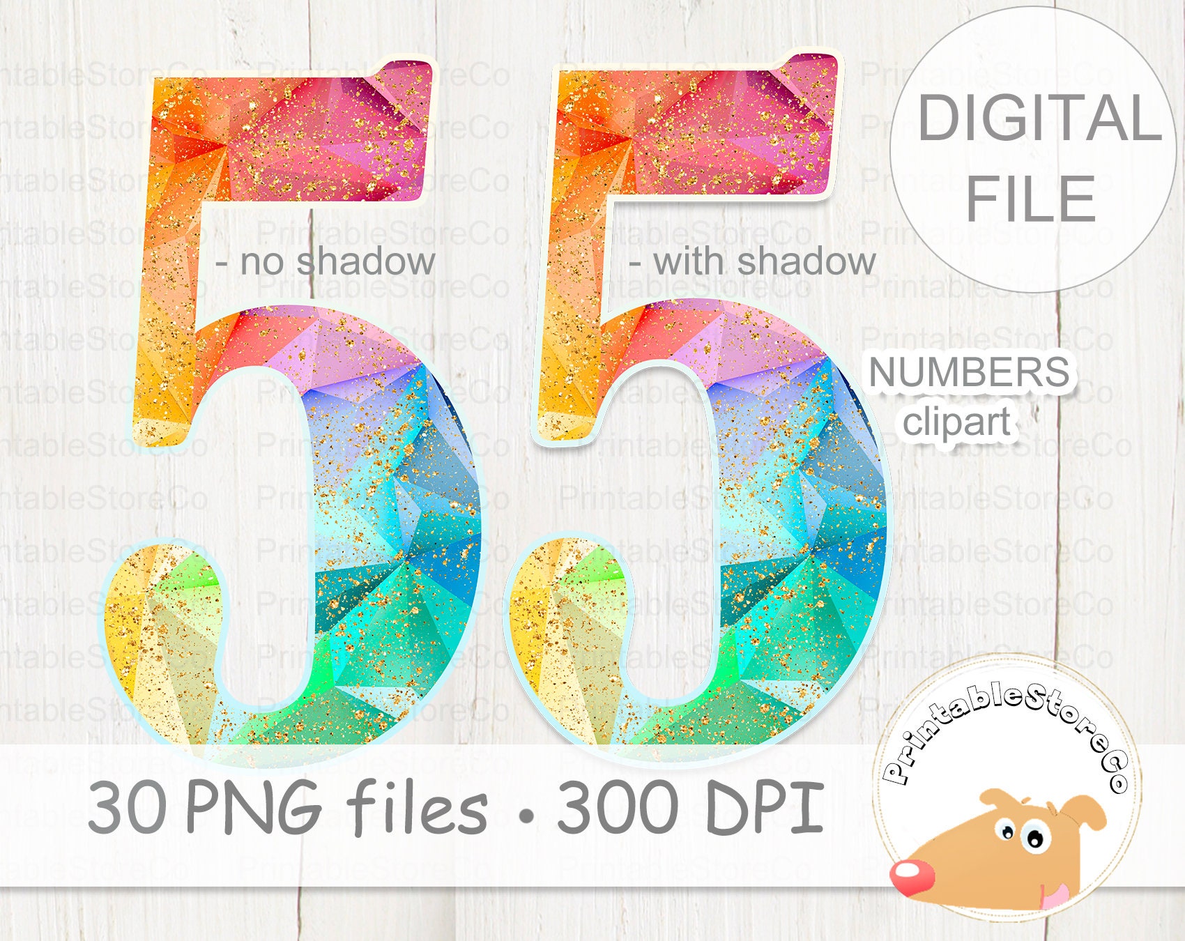 Polygonal Numbers Clipart, PNG Number Set (digital Download) - Etsy