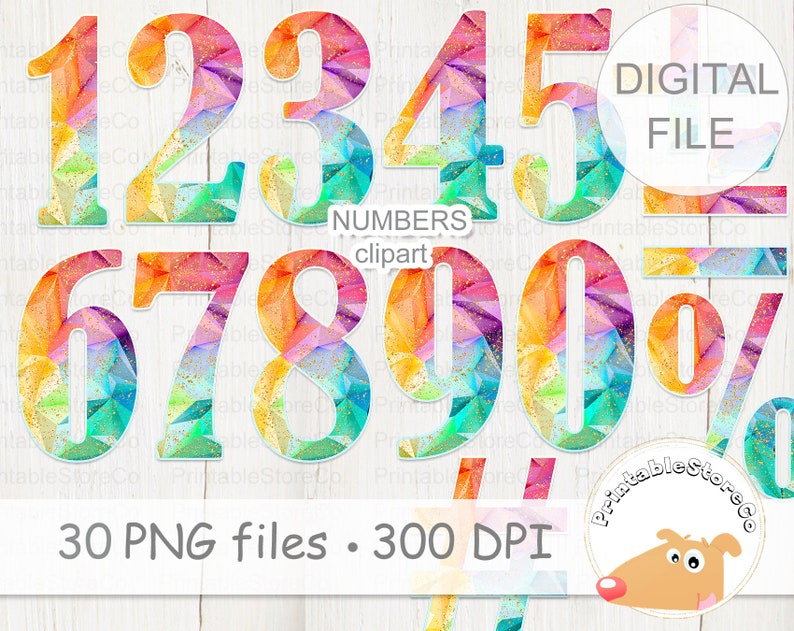 Polygonal Numbers Clipart, PNG Number Set (digital Download) - Etsy