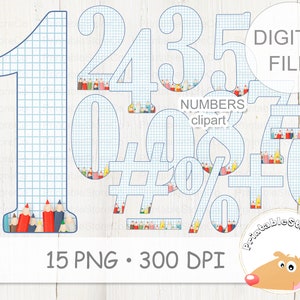 School Kids Numbers Clipart, Kids Symbols Back to School, School ...