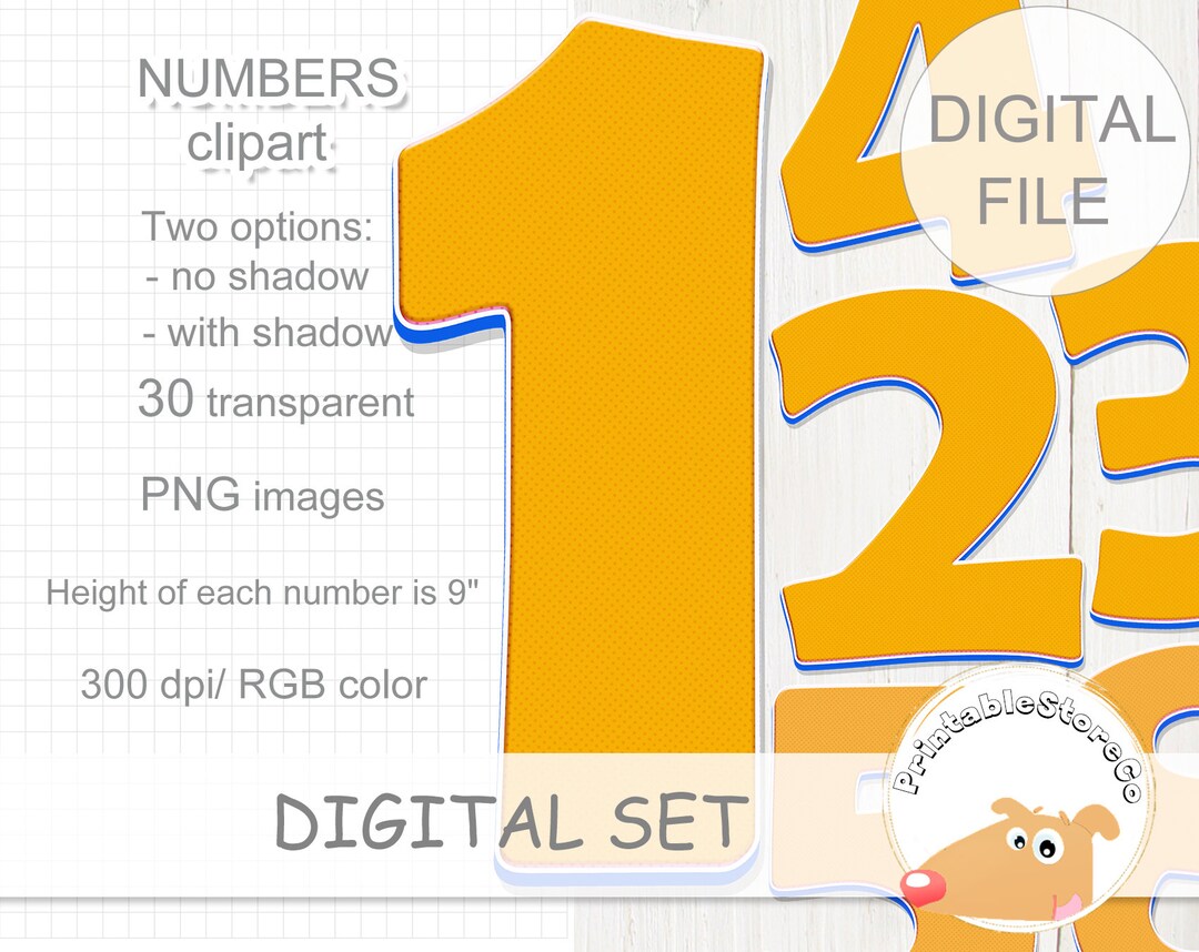 Colorful Numbers Clipart, Comic Book Numbers Digital, Happy Birthday ...
