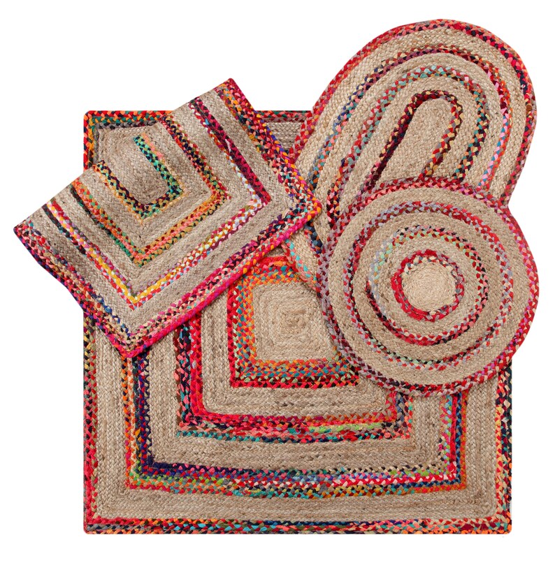 FIESTA Braided Square Rug Flat Weave With Natural Jute and - Etsy UK