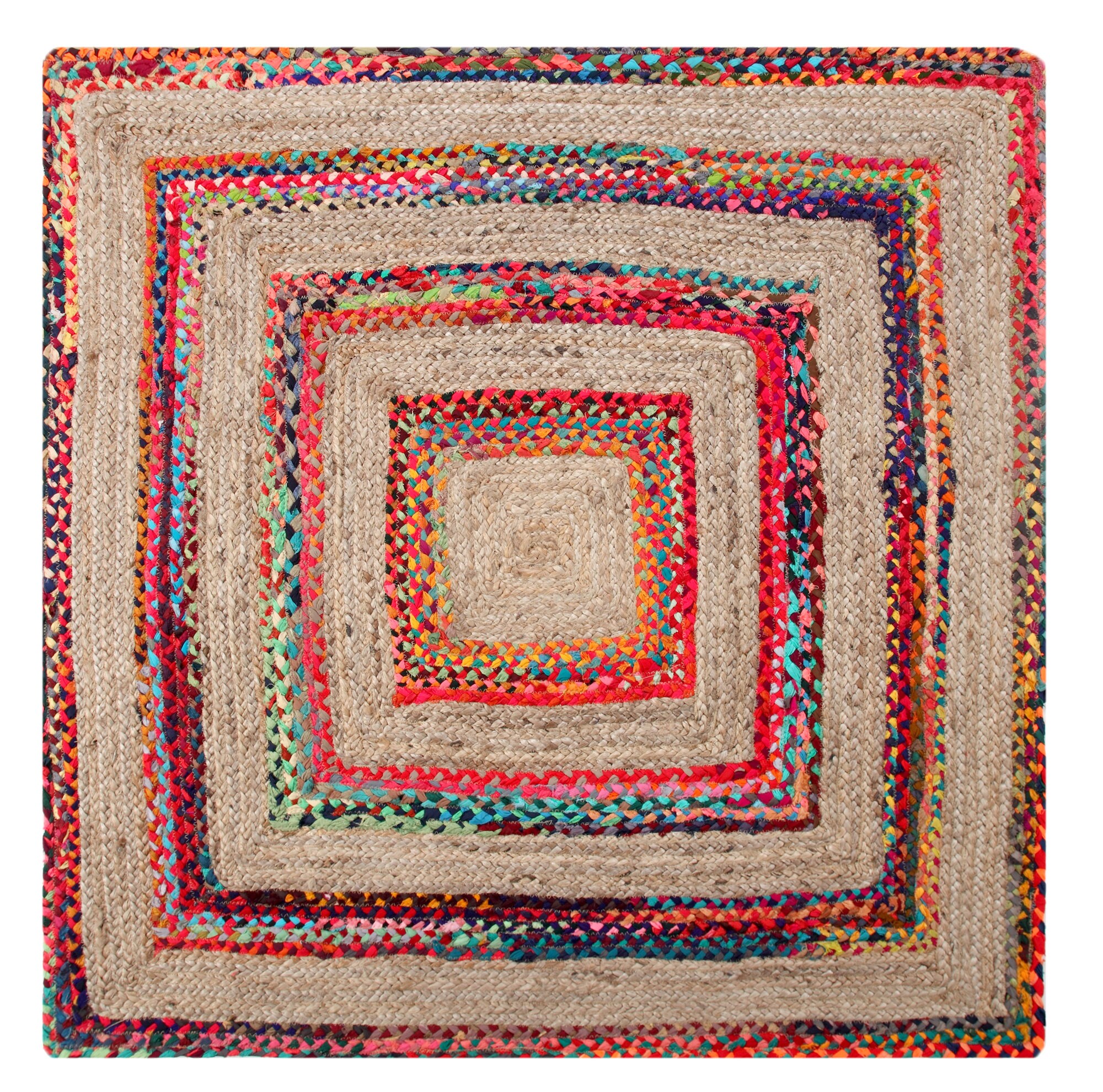FIESTA Braided Square Rug Flat Weave With Natural Jute and - Etsy UK