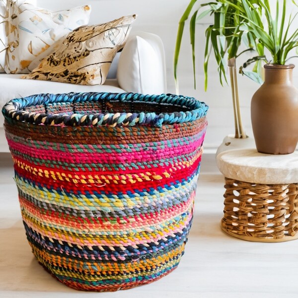 Rainbow Woven Basket - Etsy UK