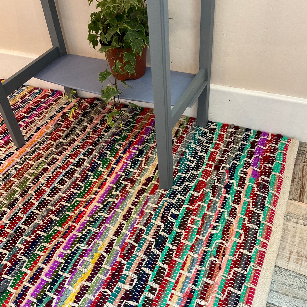 KADAM Multi Colour Rag Rug Woven With Multi Colour Fabrics and ...