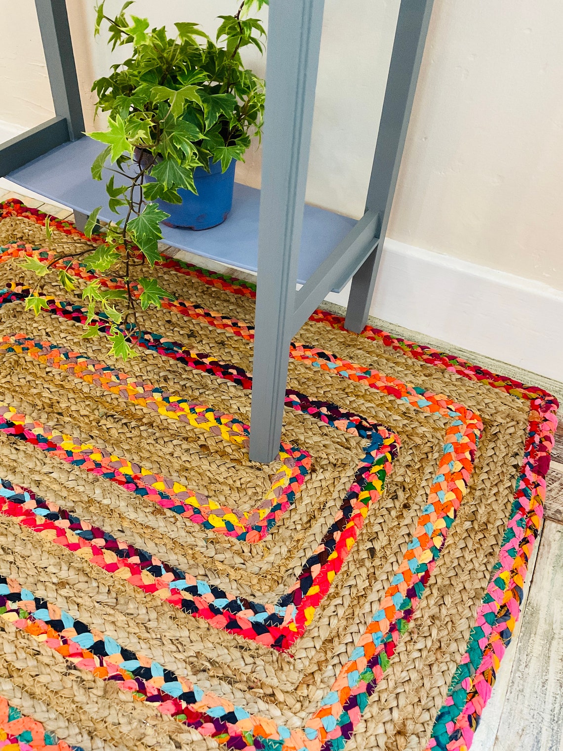 FIESTA Braided Square Rug Flat Weave With Natural Jute and - Etsy UK