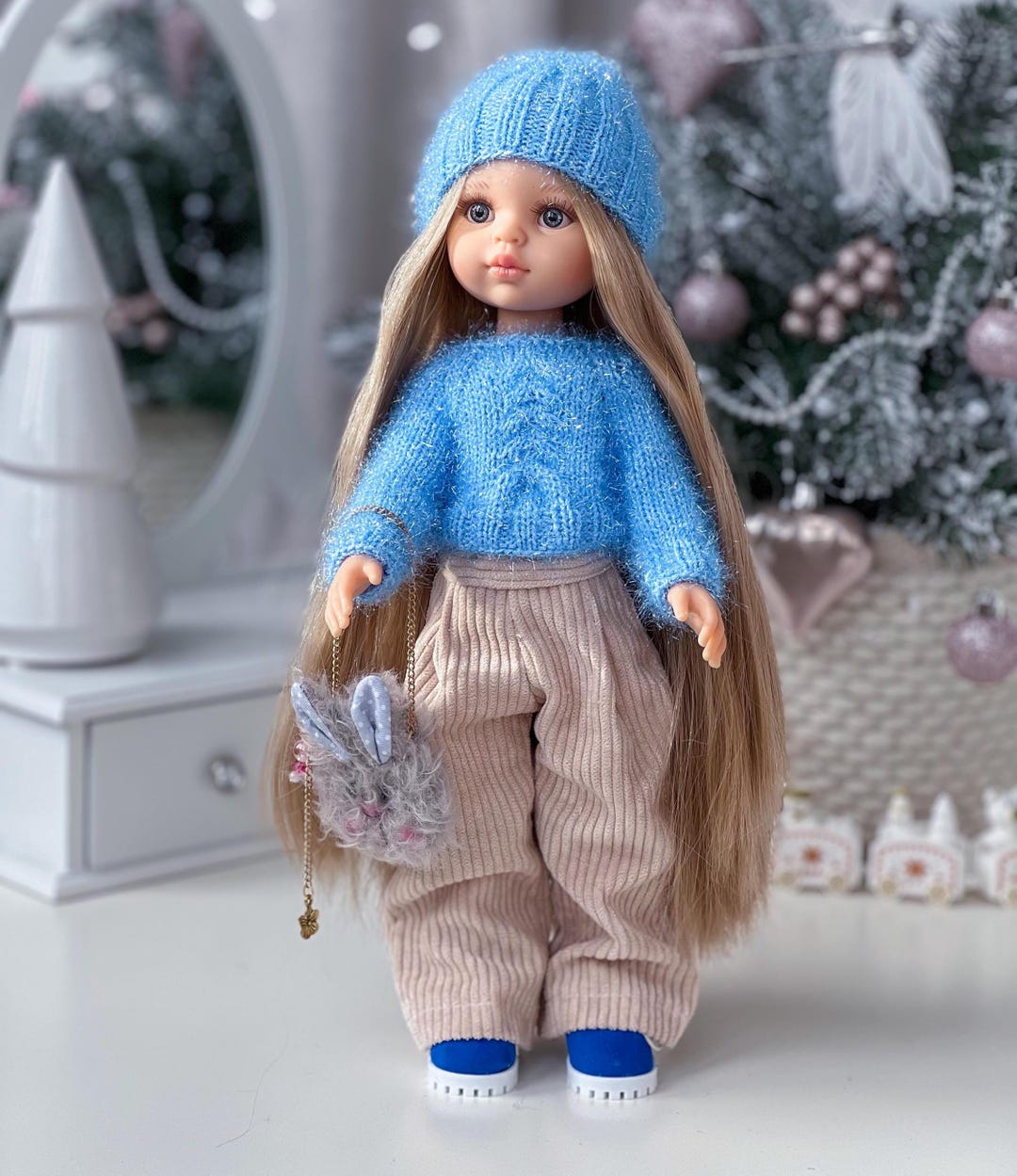 Stylish Doll Clothes, Warm Doll Outfits, Handmade Doll Wear, Blue Doll ...