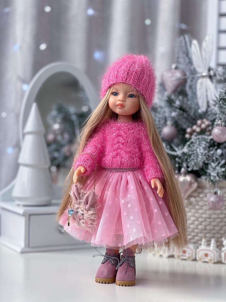 Pink Doll Outfit Set for Paola Reina, Handmade Doll Clothes, Complete ...