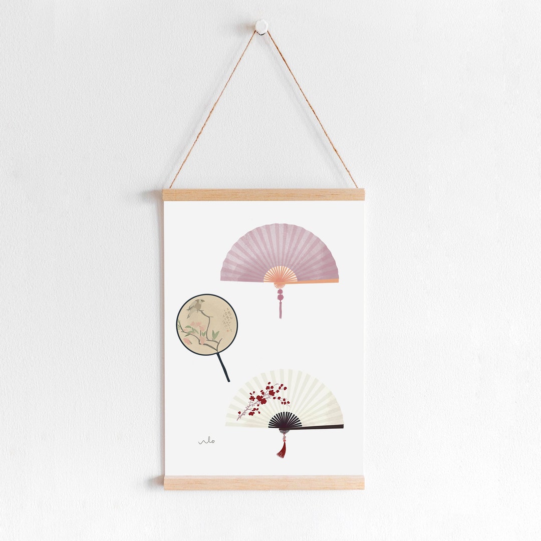 Traditional Chinese Fan Art Print - Etsy
