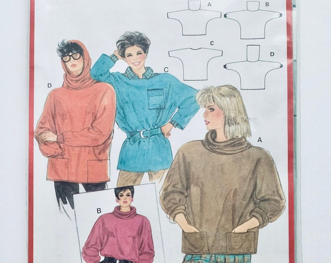 Vintage 1980s Burda Stretch Knit Cowl Neck Top Pattern, Sz 8-20, 40-44 ...