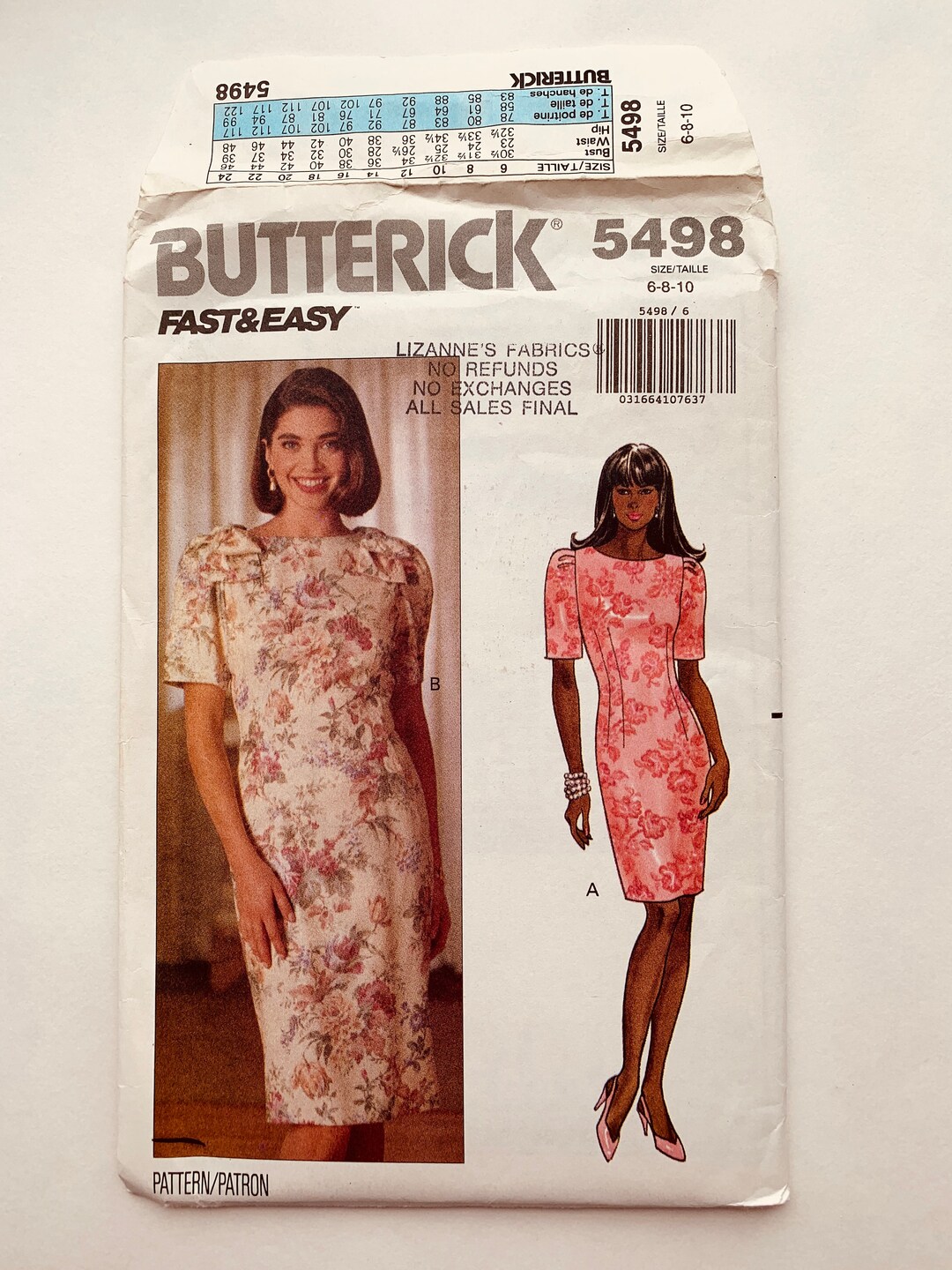 Vintage 1980s Butterick 5498 Womens Dress Pattern, Sz 6-8-10, Uncut - Etsy