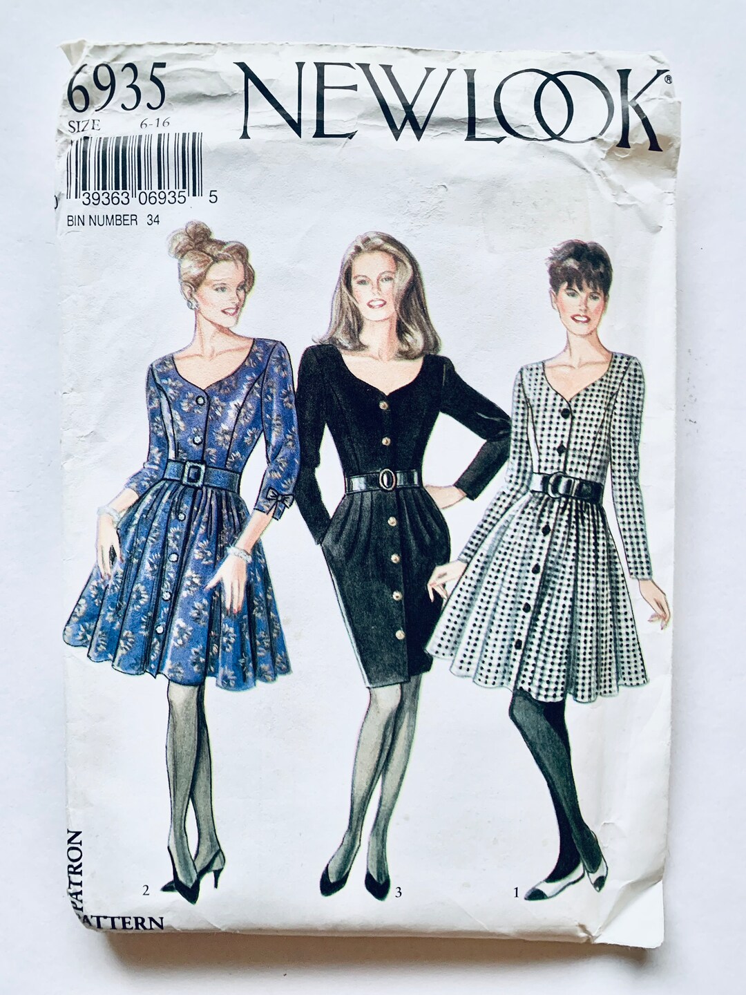 Vintage 1990s New Look 6935, Womens Princess Seam Dress Pattern, Sz 6 ...