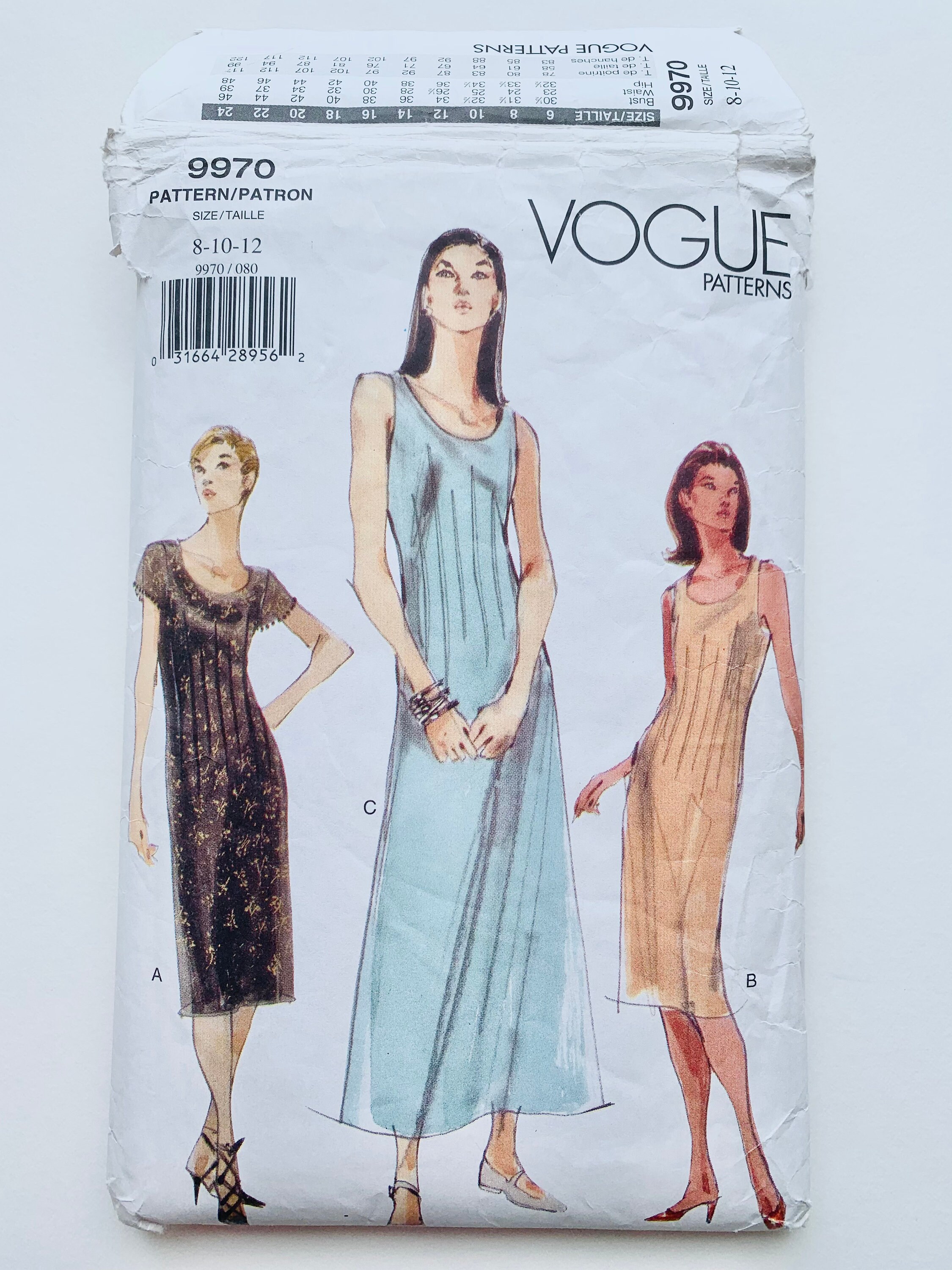 Vintage 1990s Vogue 9970, Womens Dress Pattern, Sz 8-10-12, Pre-cut - Etsy