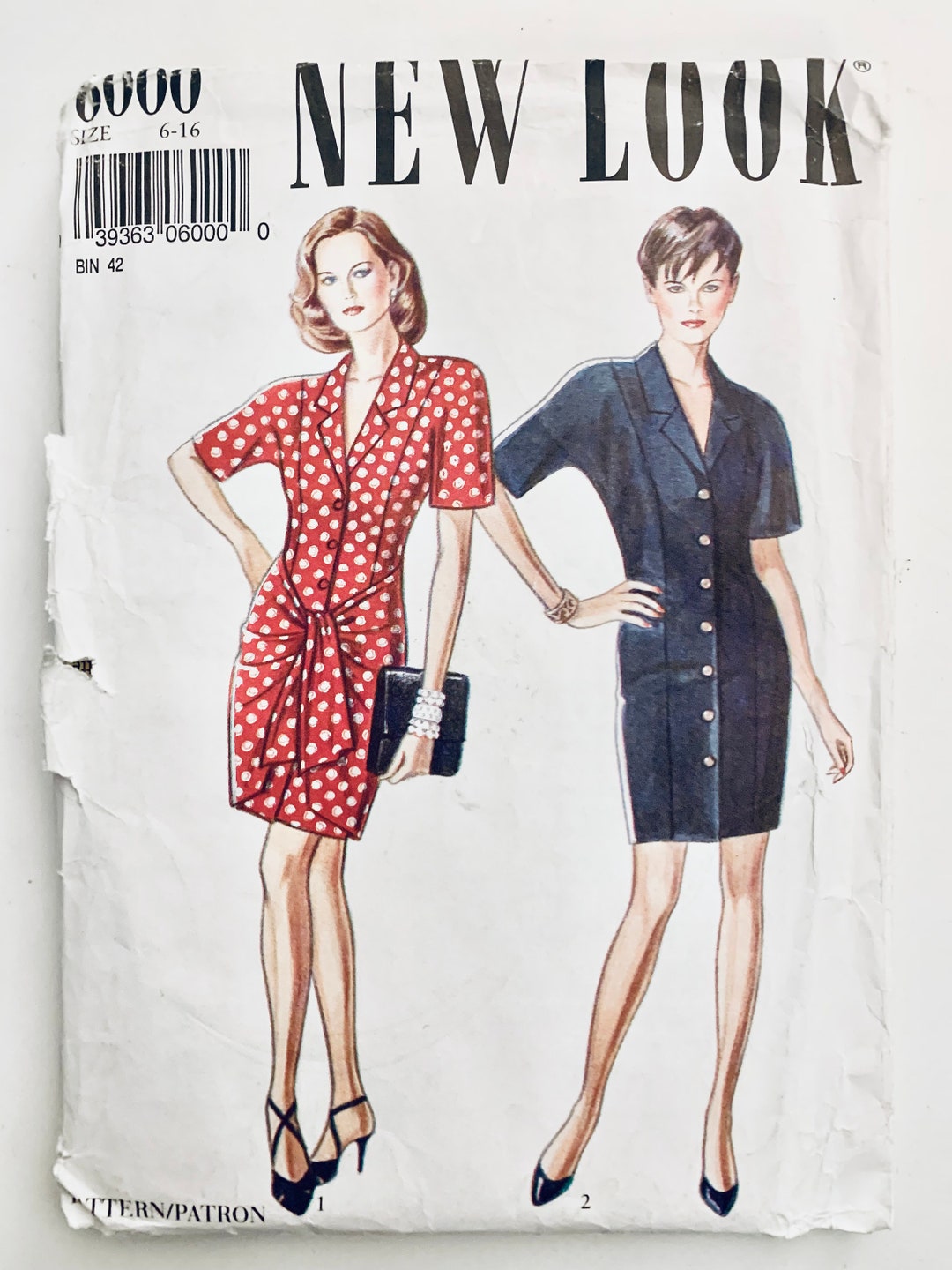 Vintage 1980s New Look 6000, Womens Shirt Dress Pattern, Sz 6-16, Uncut ...