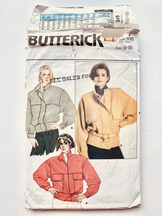 Vintage 1980s Butterick 3475 Womens Jacket Pattern Sz14 | Etsy