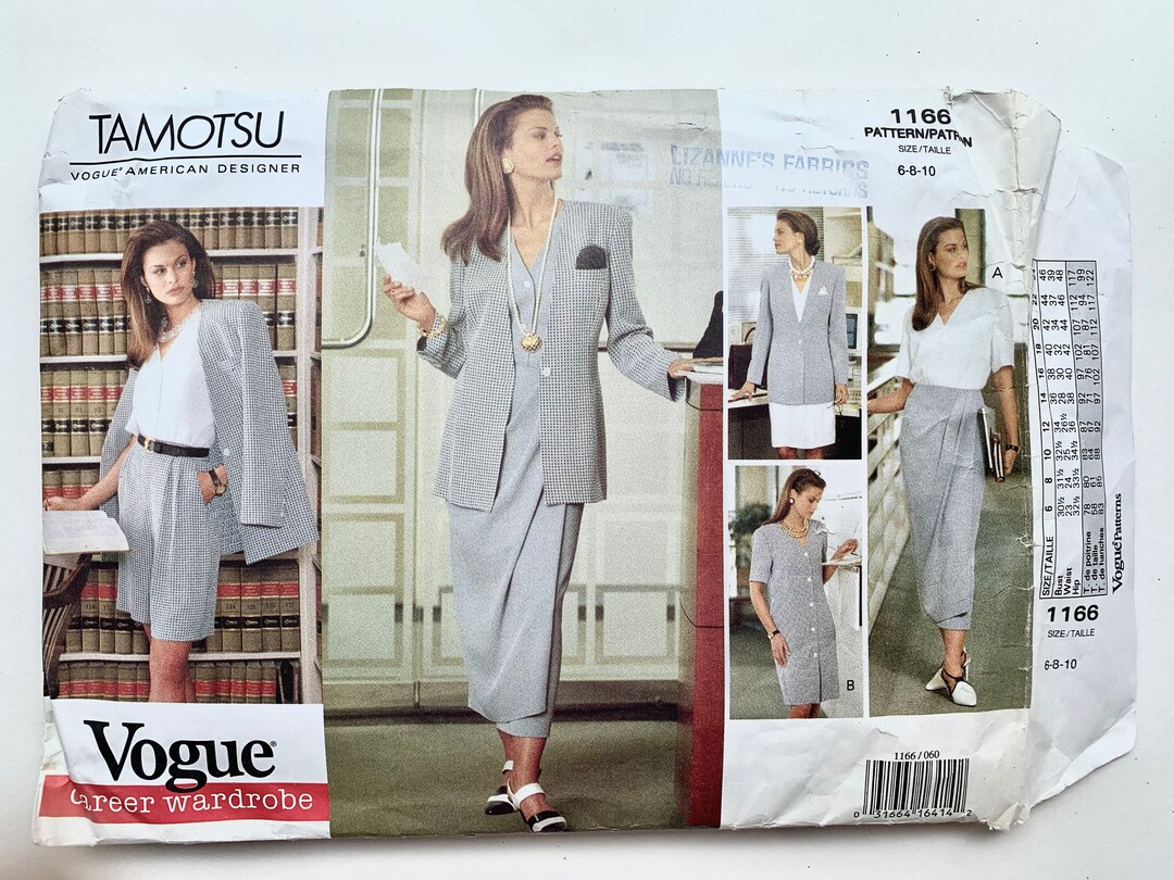 1990s Vogue Tamotsu 1166 Sewing Pattern, Jacket, Dress, Skirt, Shorts ...