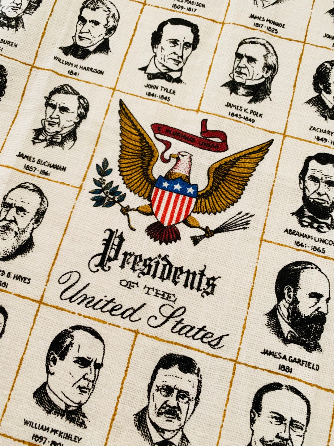 Vintage 1970’s Kay Dee Handprints Presidents Tea Towel - Etsy
