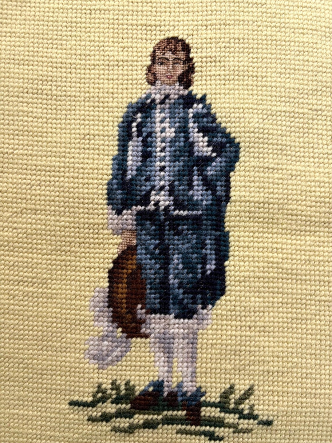 Vintage Completed Blue Boy Needlepoint - Etsy