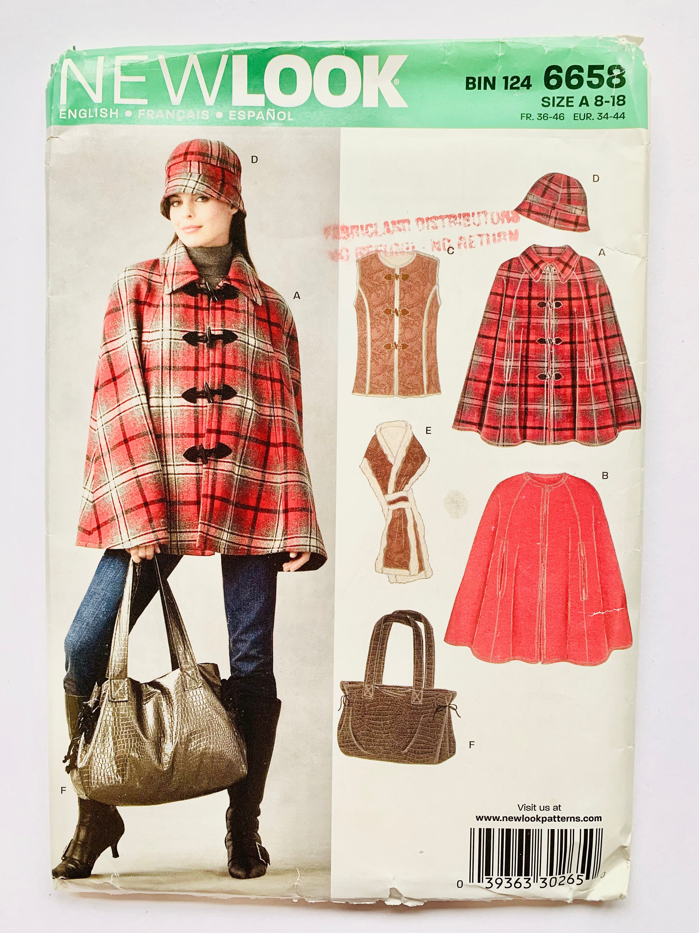 New Look 6658 Women’s Cape, Vest, Bucket Hat, Scarf & Bag Pattern, Sz ...