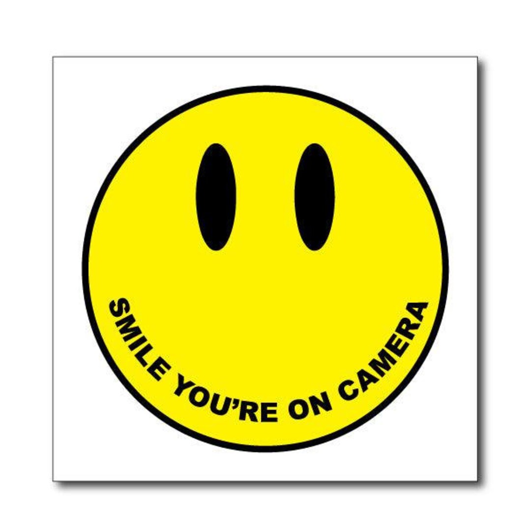 200mm Smile You're on Camera Sticker Decal for Window, With Smiley ...