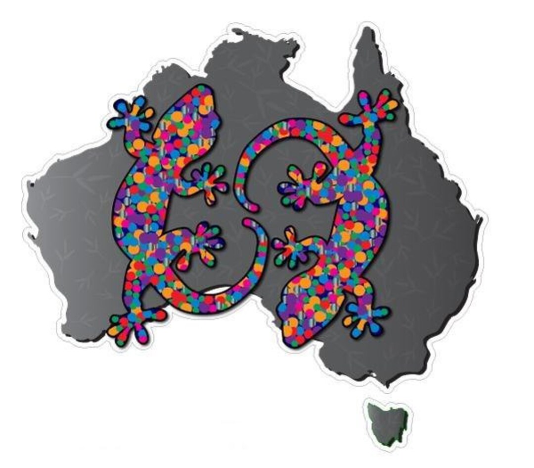 Australia-map-sticker-with-geckosbumper-sticker-for-car,window, - Etsy