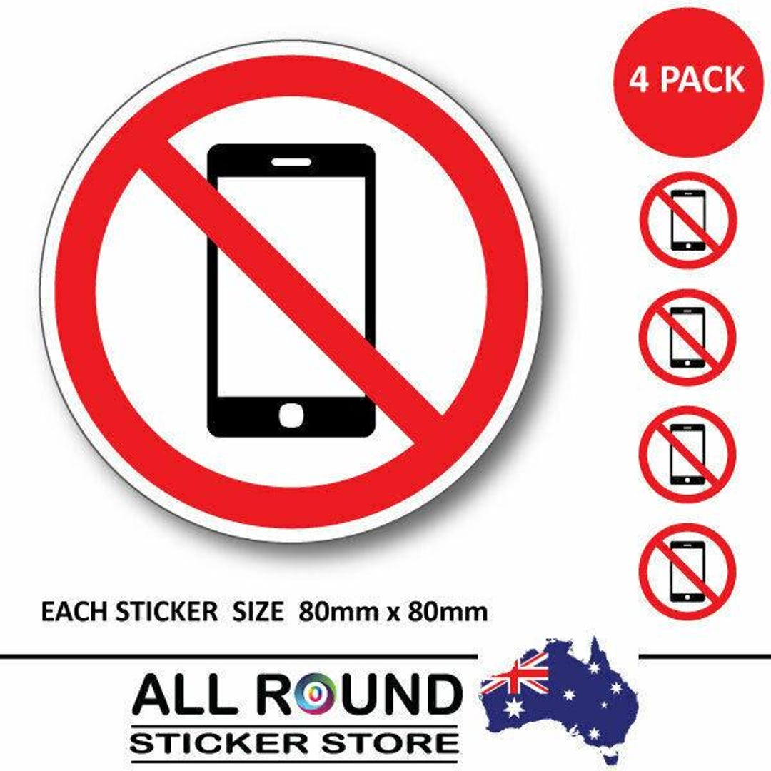 Qty 4 X No Mobile Phones Sticker Decal Safety Sticker - Etsy