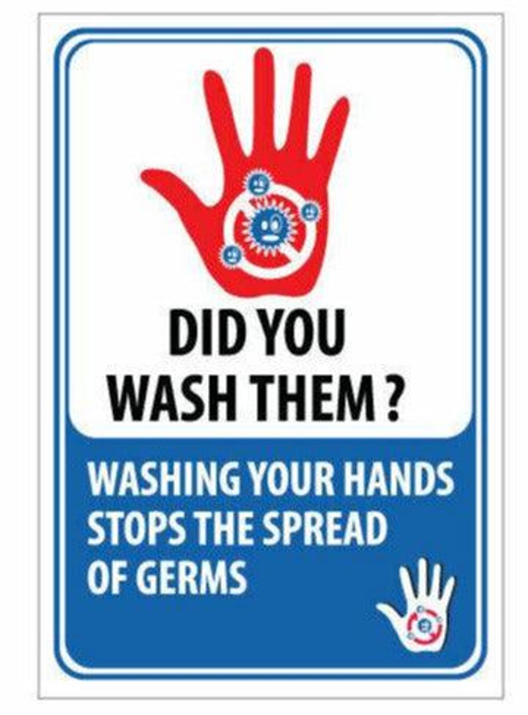 The 1X Wash Hands Reminder - Sticker Large - Self Adhesive Decals Wash ...